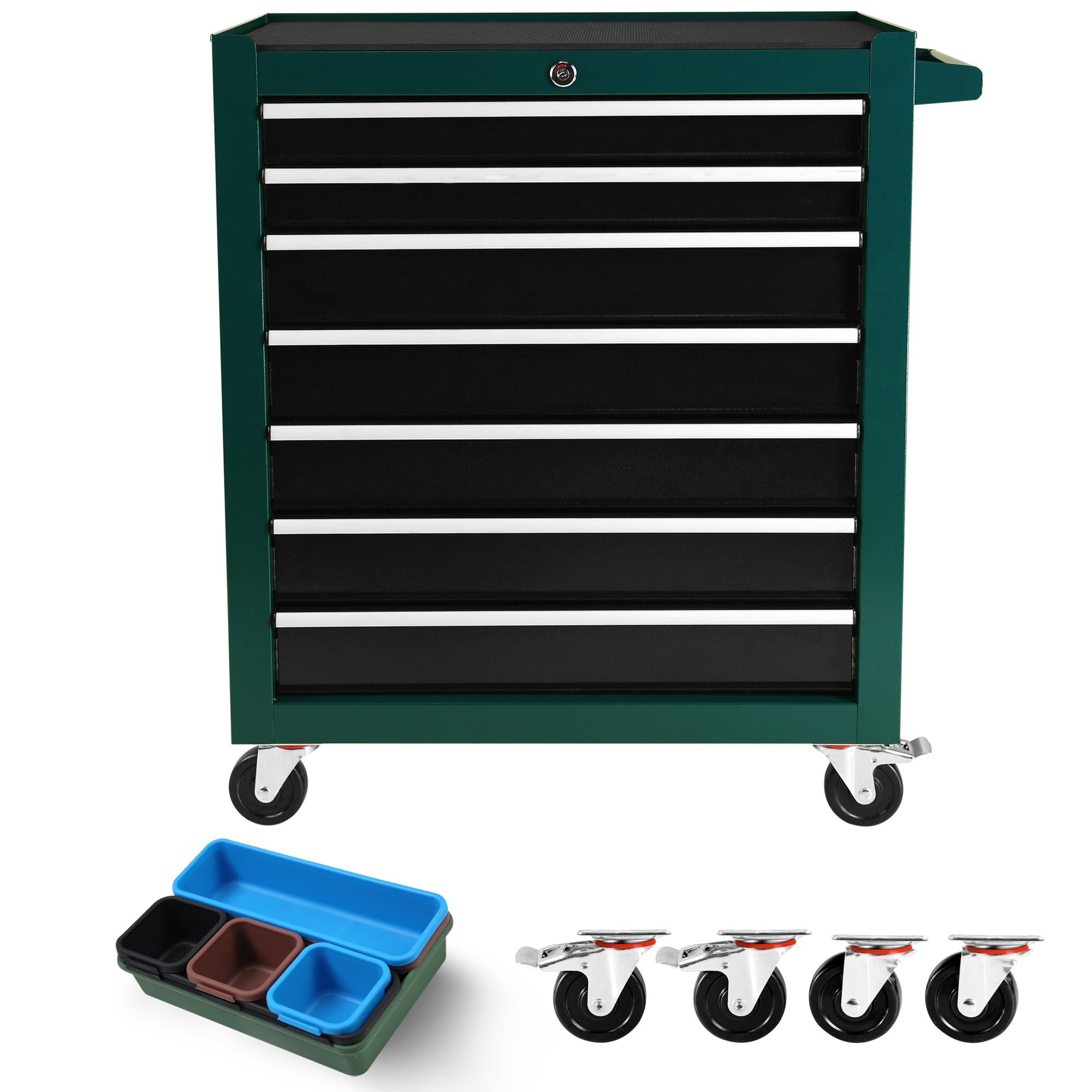 7 Drawer Rolling Tool Cart, Rolling Tool Box On Wheels, Lockable Home