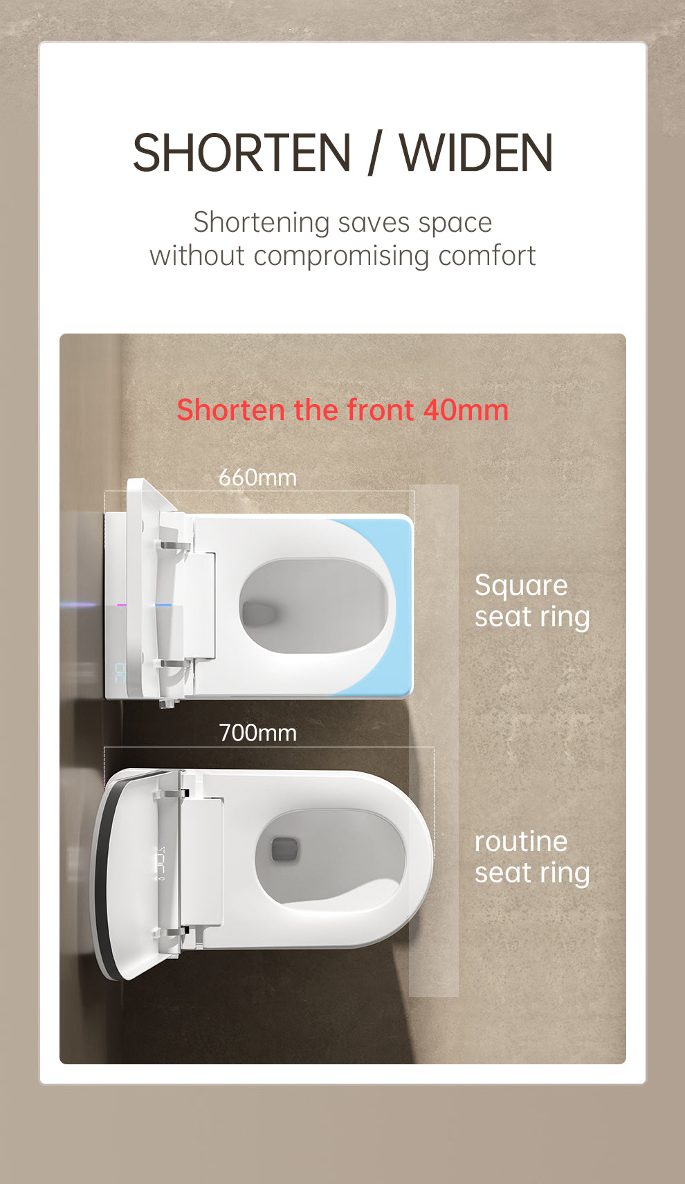 Square Smart Toilet With Built In Tank For Modern Bathroom, Remote Con