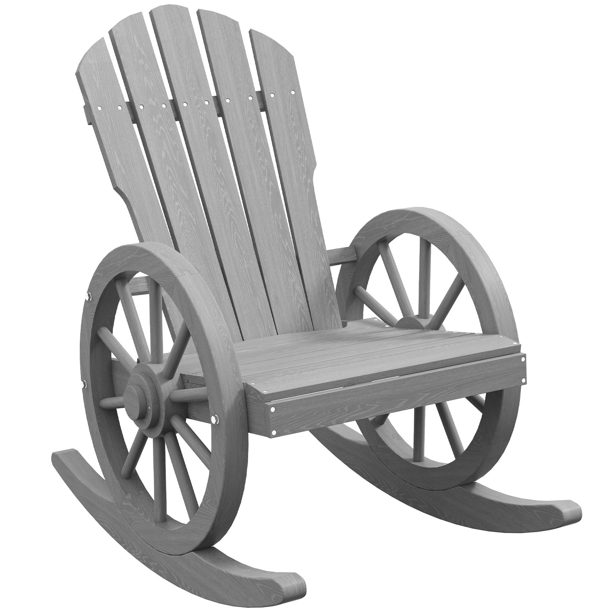 Outsunny Wooden Rocking Chair, Adirondack Rocker Chair W Slatted Desig