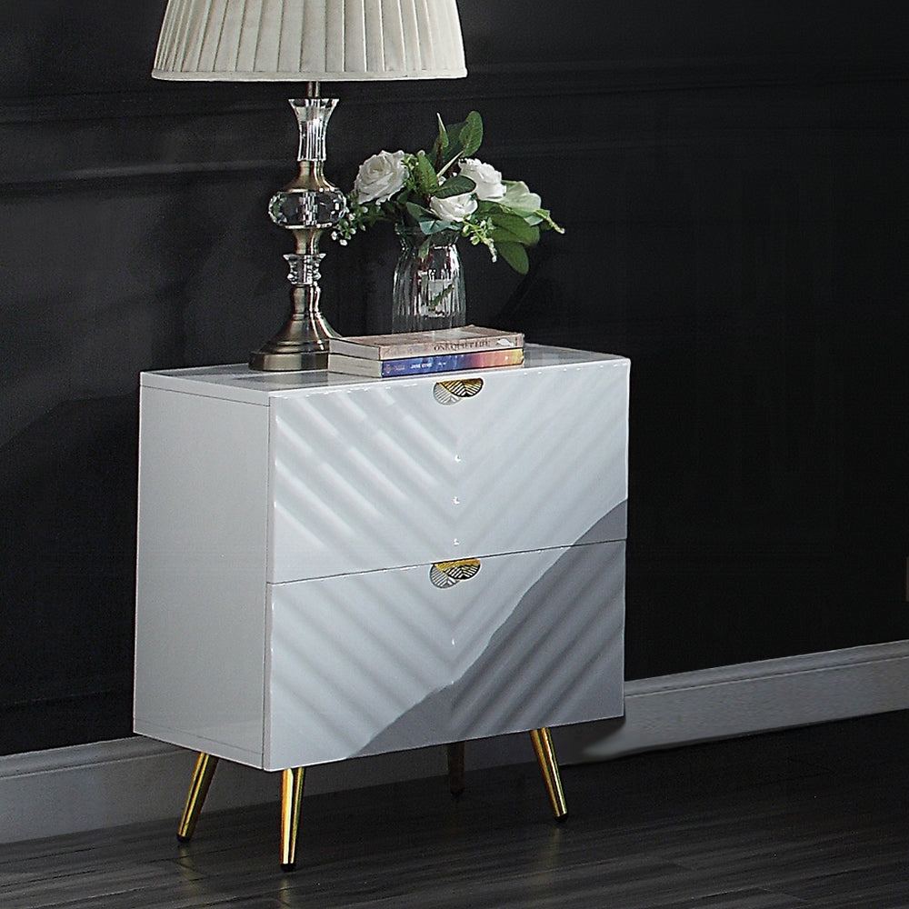 White High Gloss 2 Drawer Nightstand White 2 Drawers Bedroom Drawers W