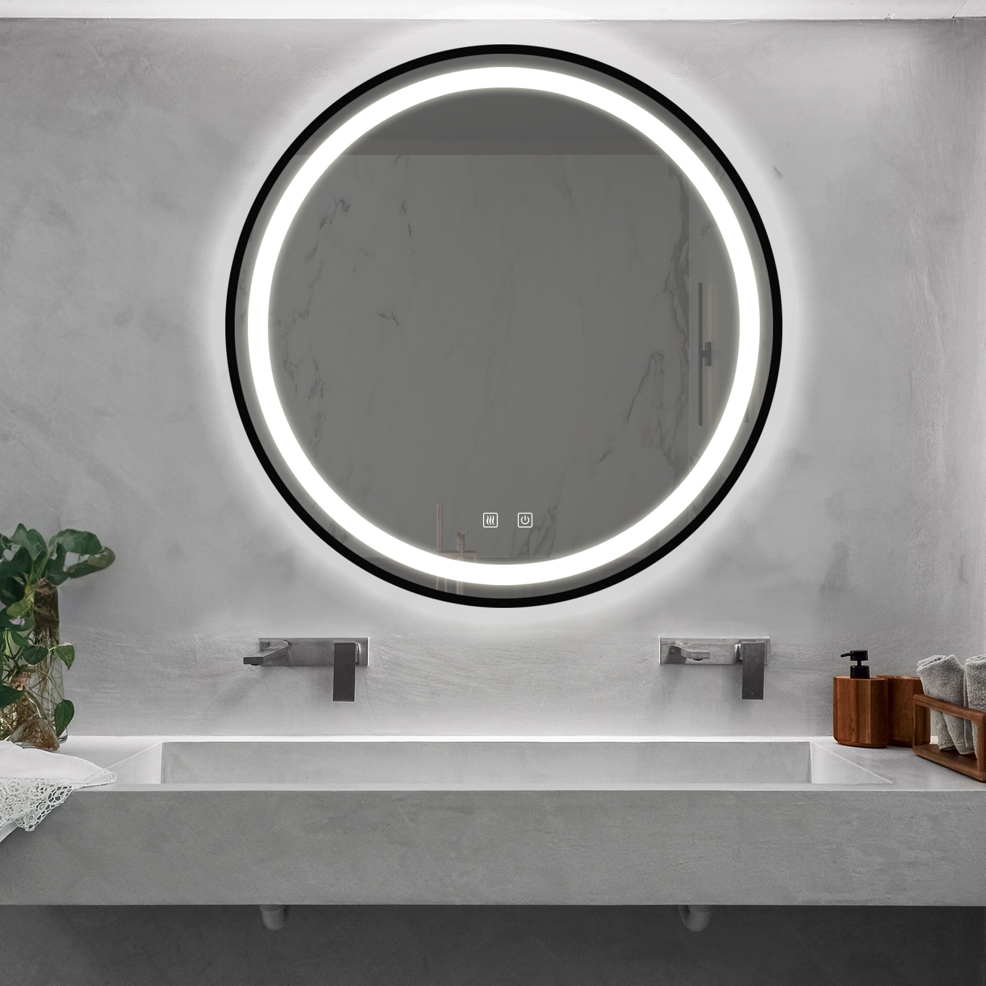 32Inch Bathroom Led Classy Vanity Mirror With Focused Backplane,Black