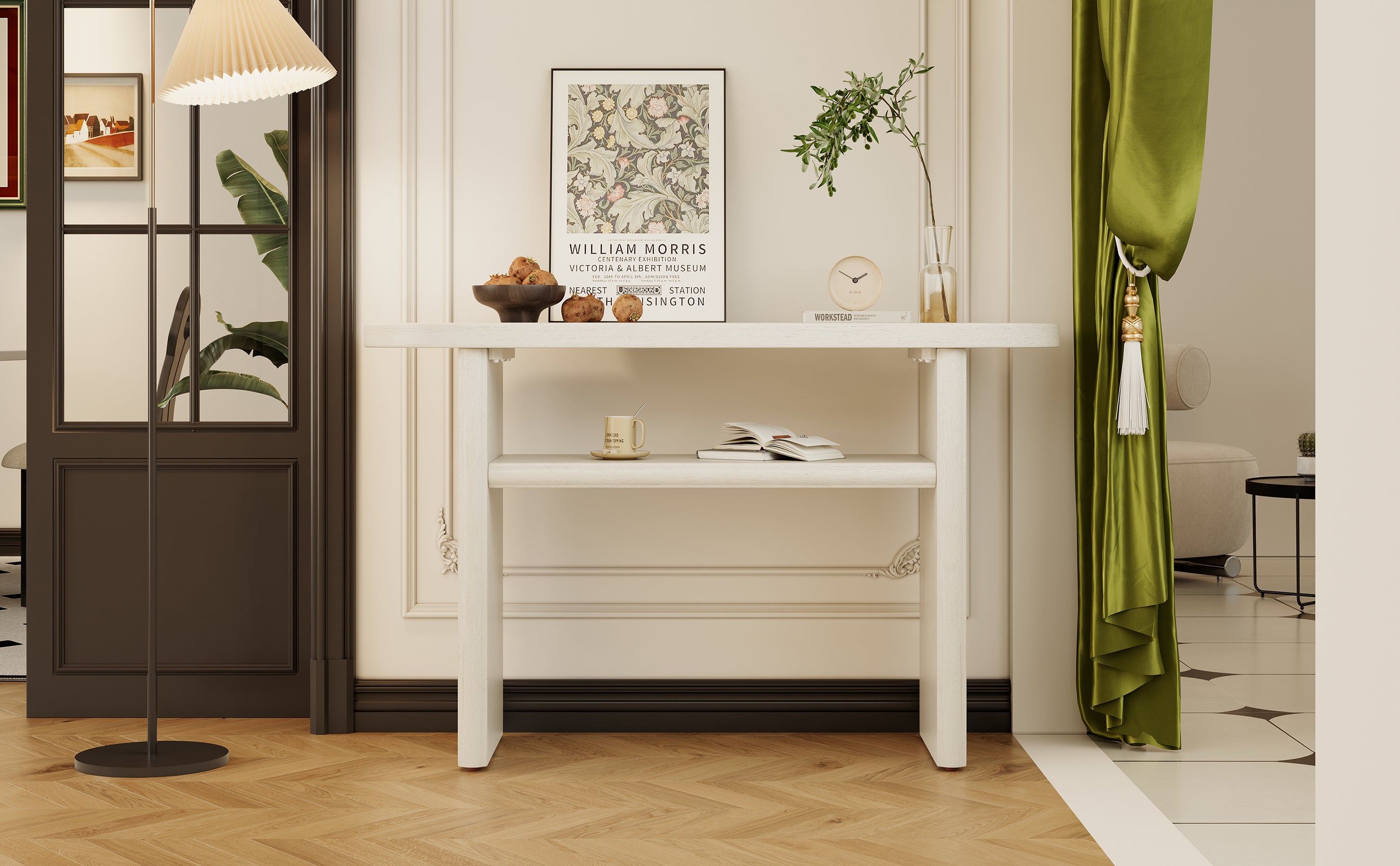 Elegant Minimalist Console Table With Rounded Edges And Sturdy Shelf D