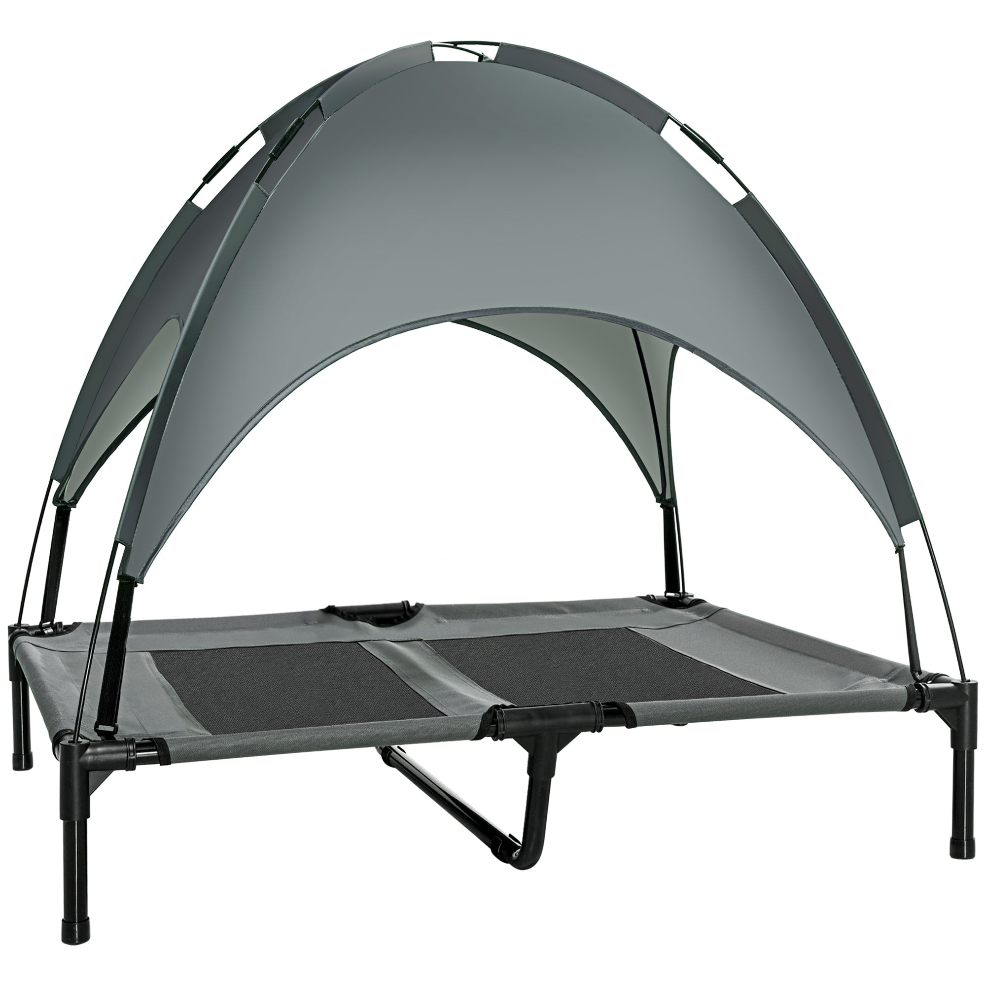 Pawhut Elevated Portable Dog Cot Pet Bed With Uv Protection Canopy Sha