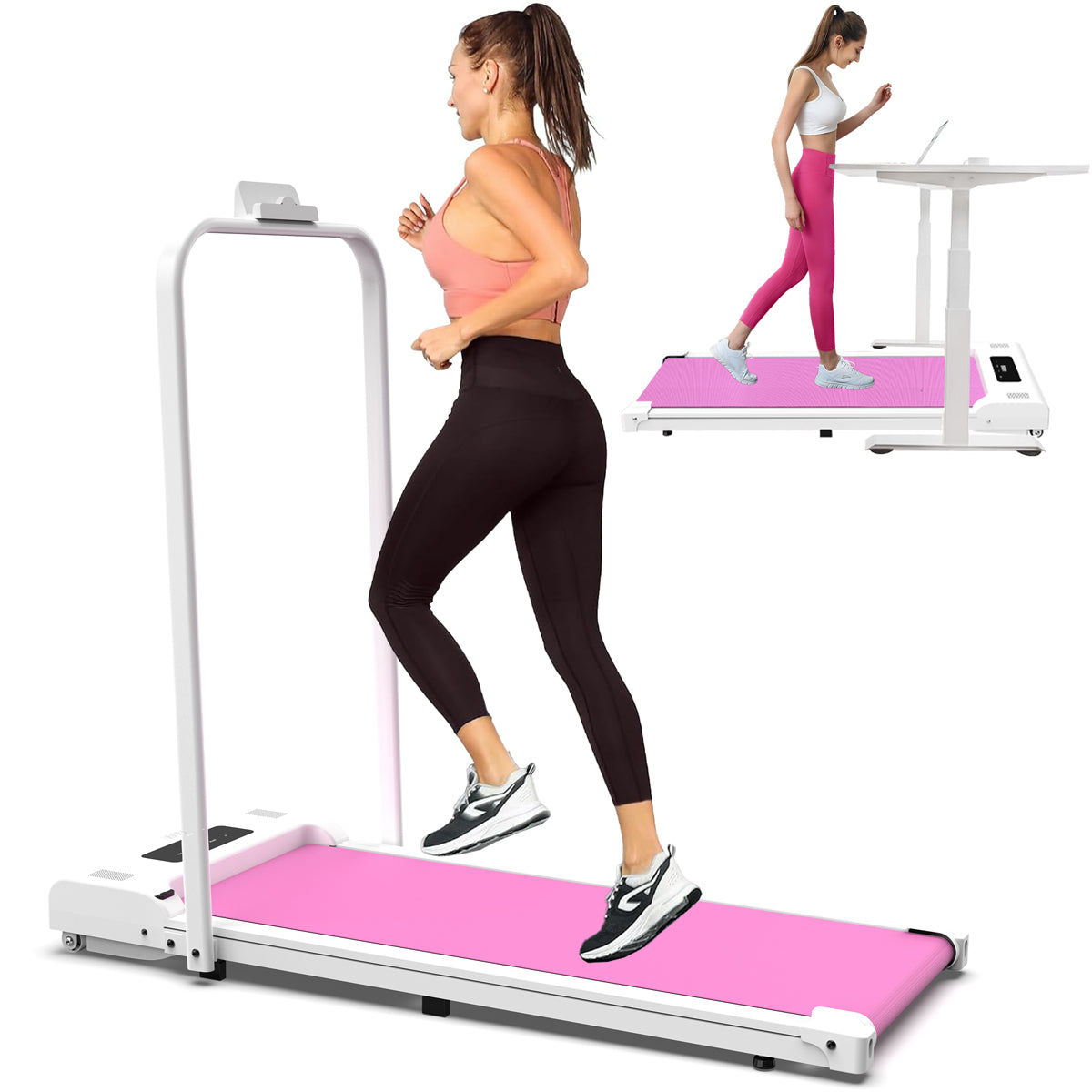 Under Desk Treadmill, Walking Pad, 2 In 1 Portable Treadmill With Hand