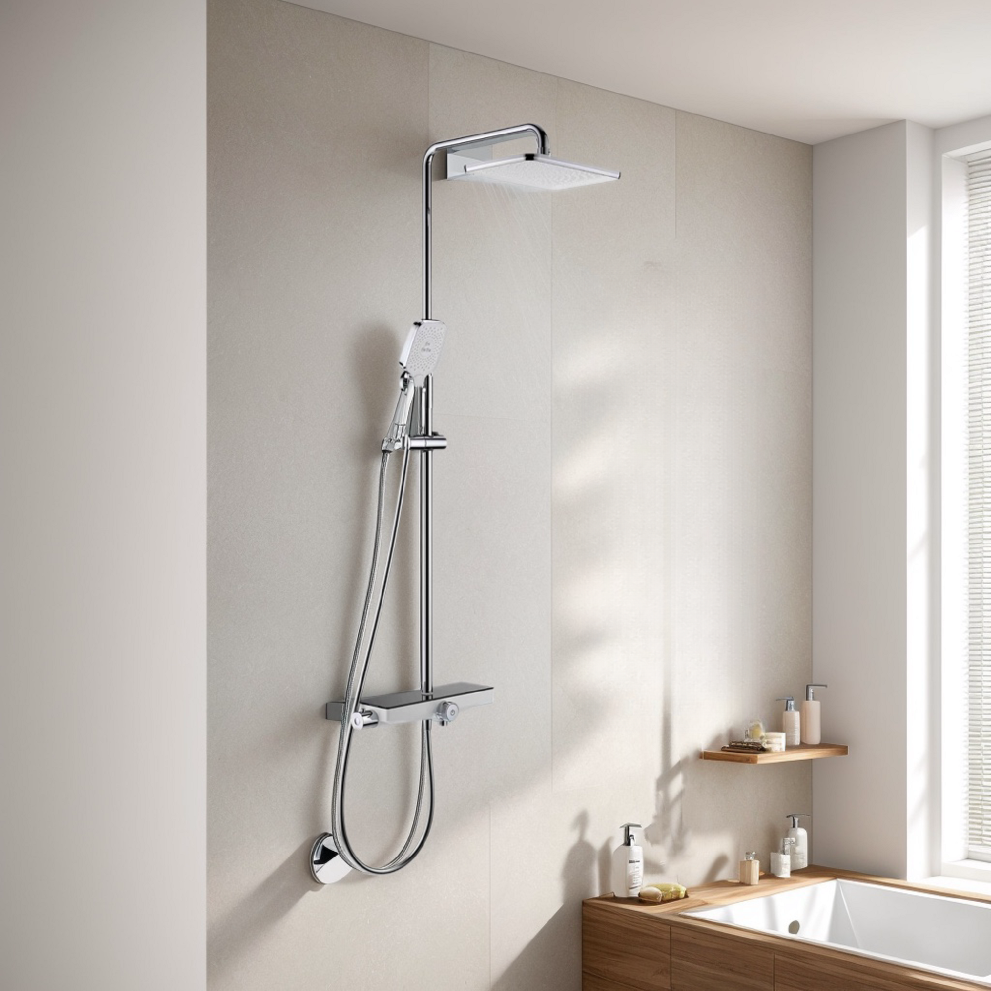 Triple Function Shower System Shower Systems Including Rainfall Shower