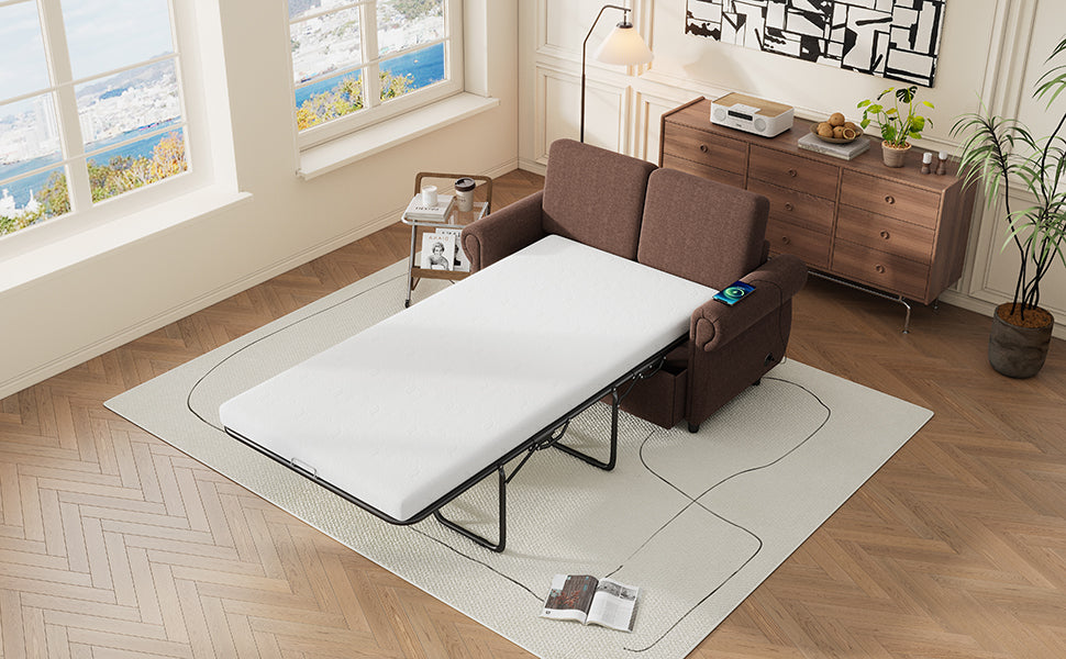 57.9" Orisfur Pull Out Sofa Bed Loveseat Sleeper With Twin Size Memory