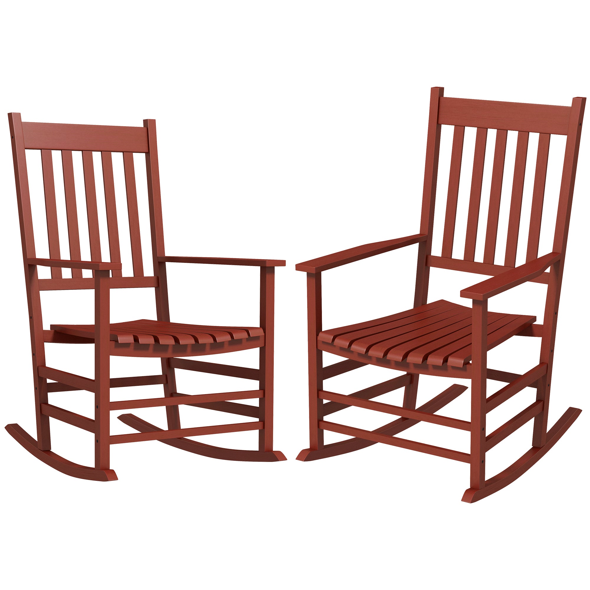 Outsunny Outdoor Rocking Chair Set Of 2, Patio Wooden Rocking Chair Wi