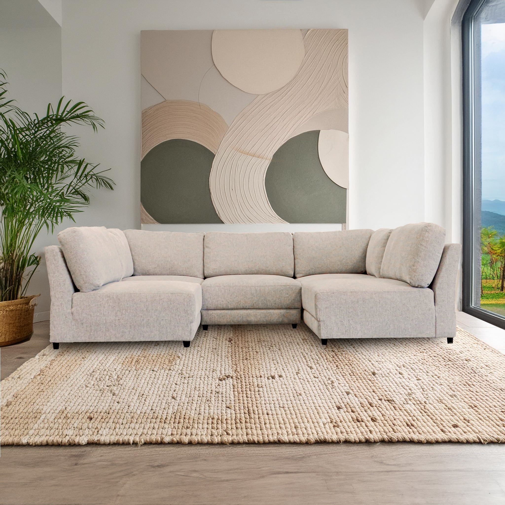 Summit Grey Modular Sectional 5 Seat Configuration Grey Wood Polyester
