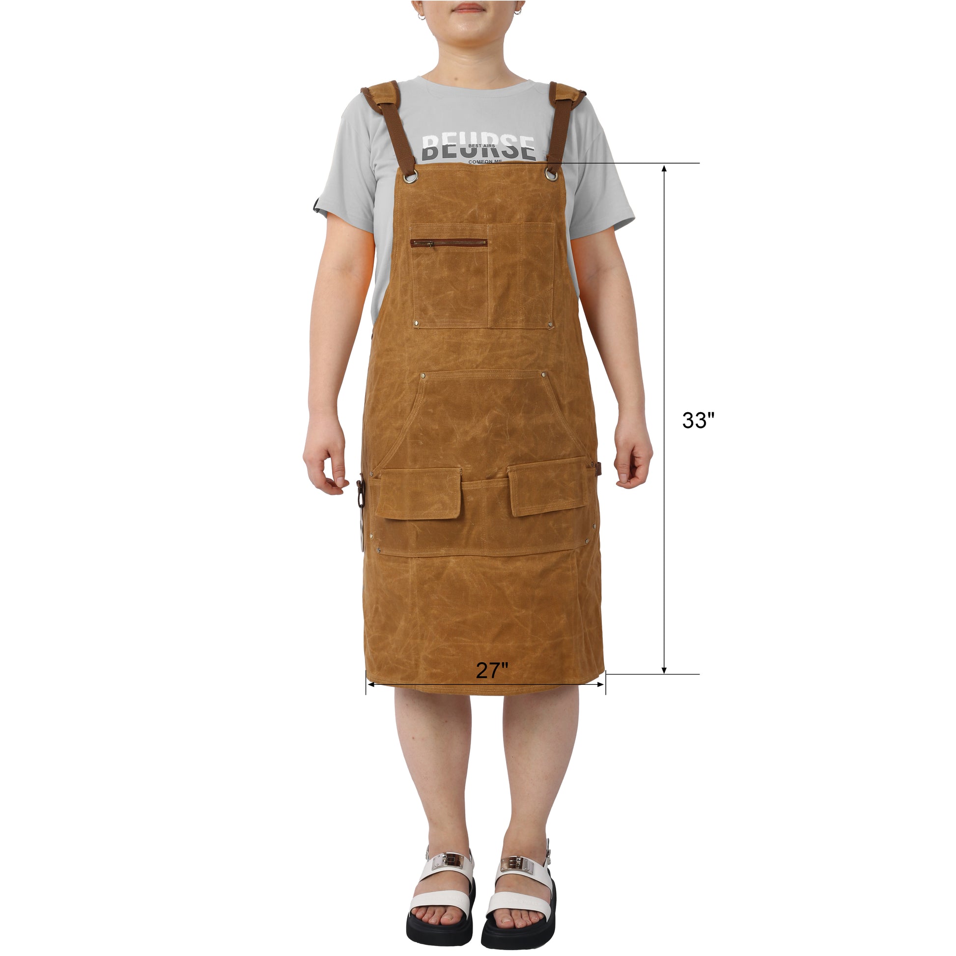Long Heavy Duty Waxed Canvas Tool Apron, Carpenter Aprons, Woodworking