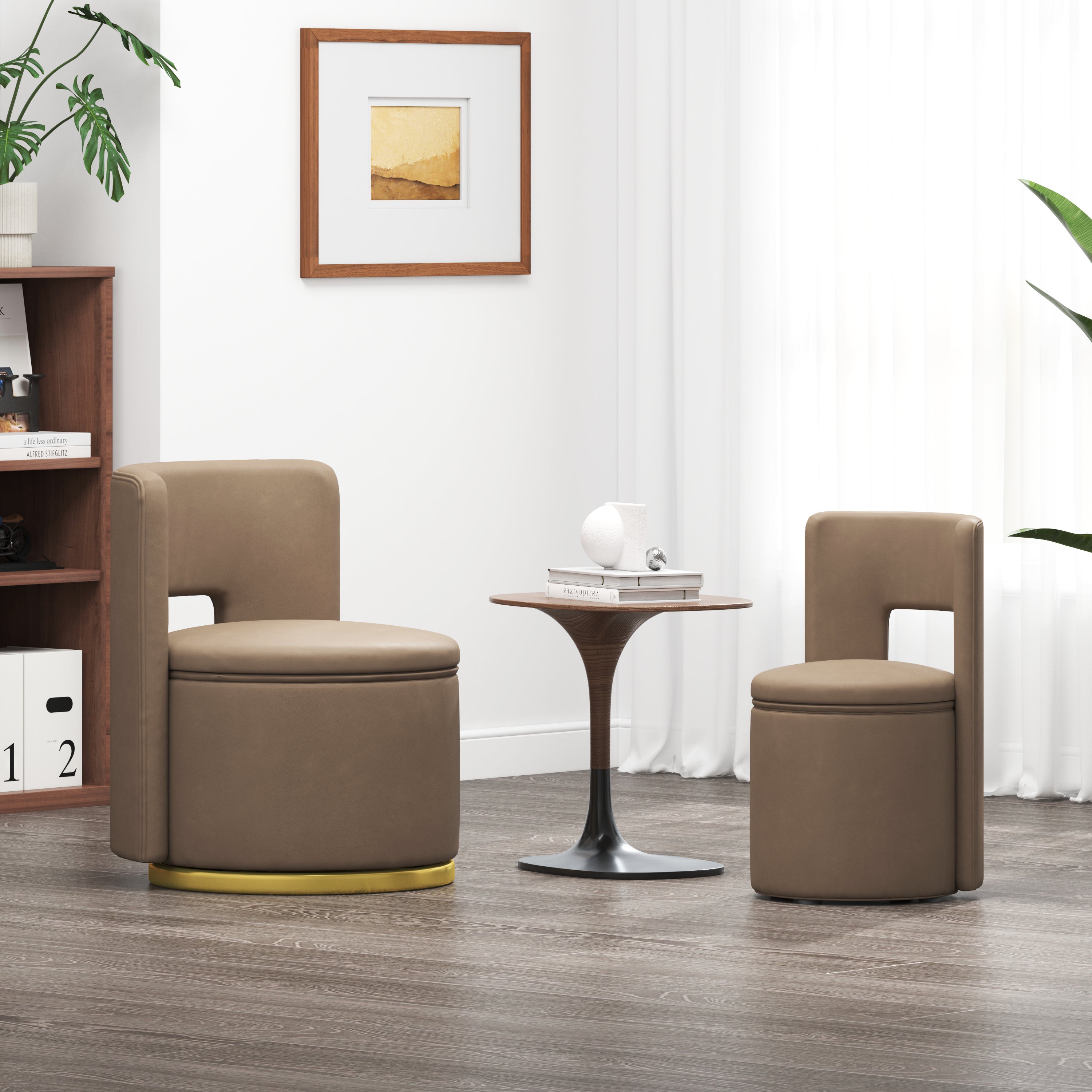 360 Round Swivel Chair With Storage Under Seat, Comfy Chair For Living