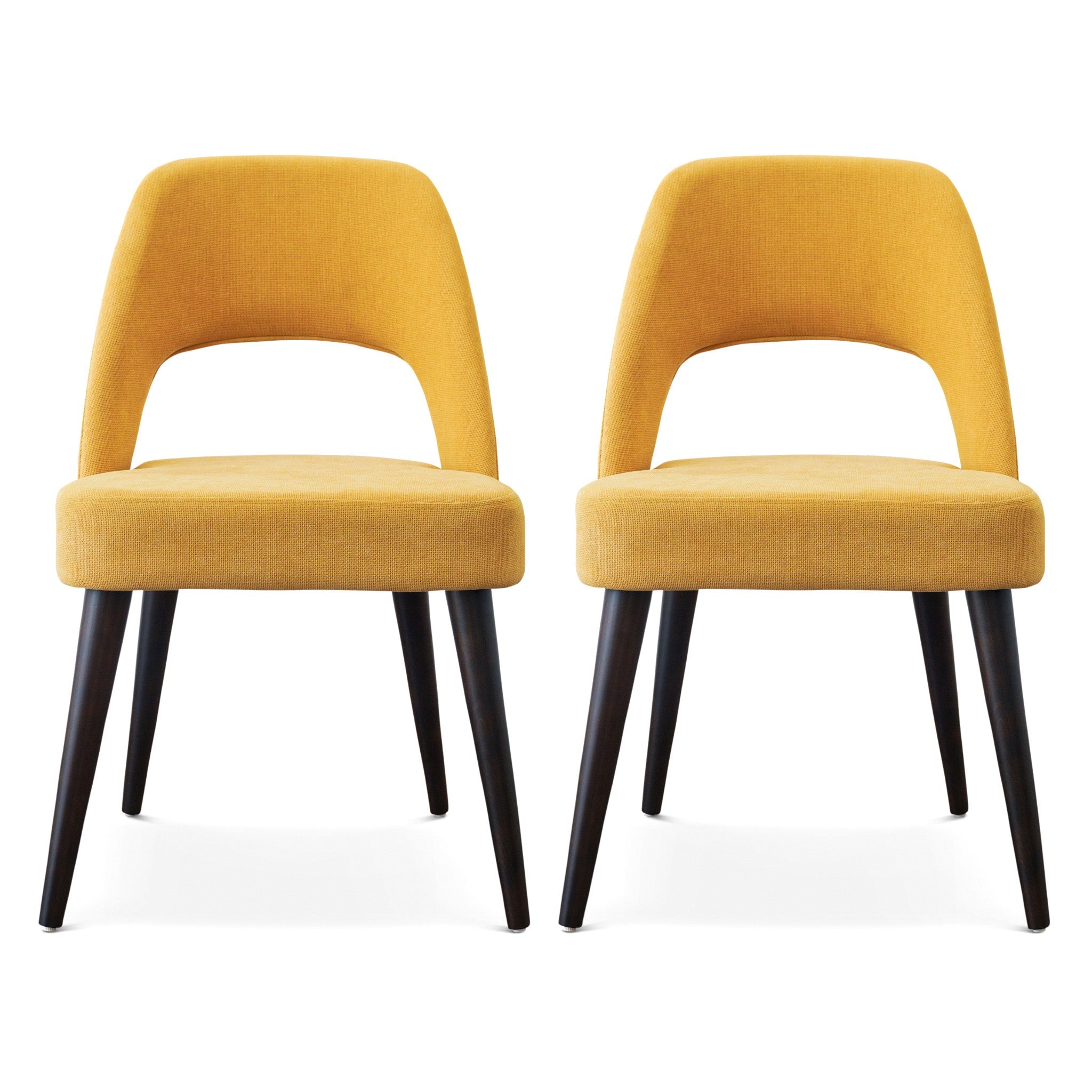 Juliana Mid Century Modern Yellow Fabric Dining Chair Set Of 2 Solid B