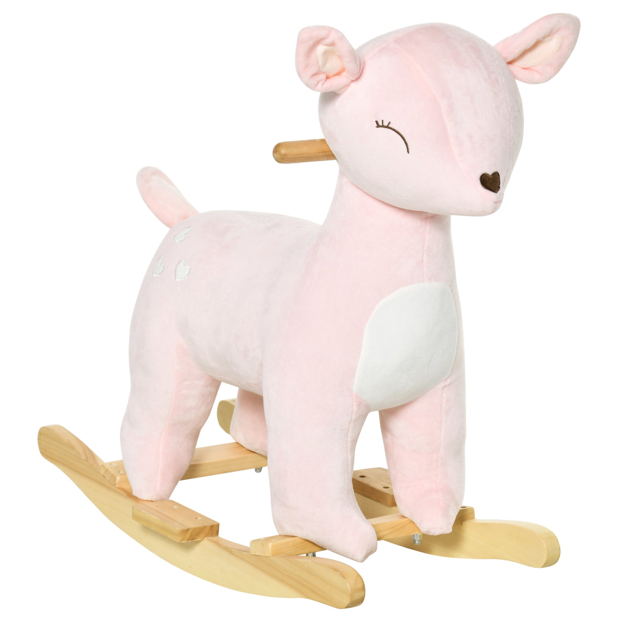 Qaba Kids Plush Ride On Rocking Horse Deer Shaped Plush Toy Rocker Wit